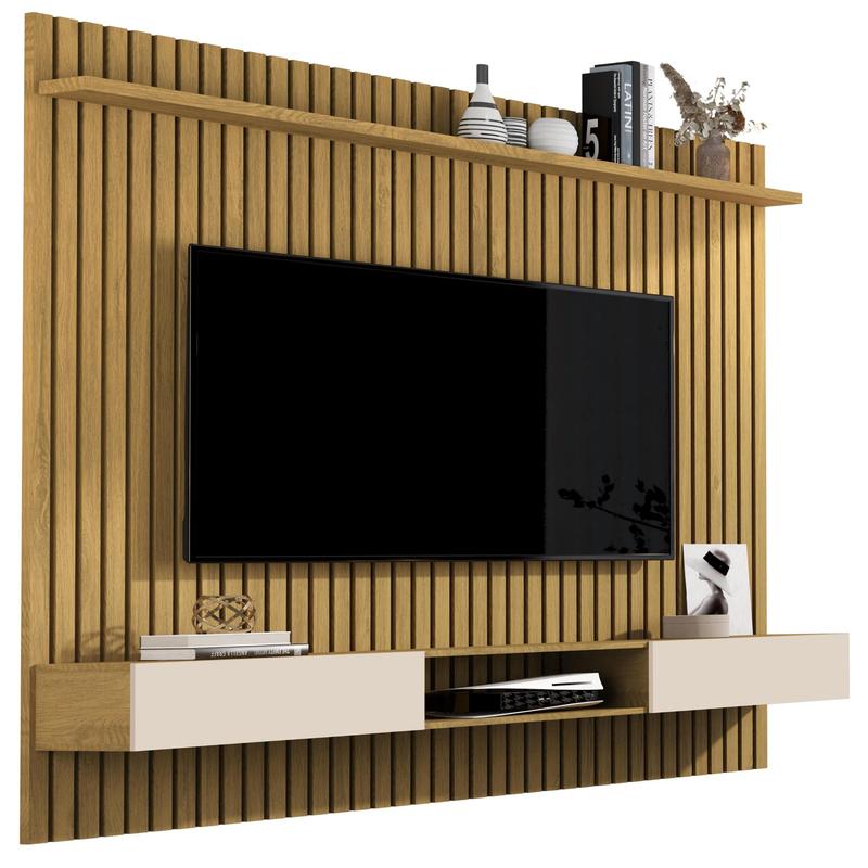Painel com Nicho Suspenso Para Sala Venus Ripado 1.8 TV até 72 Pol ...