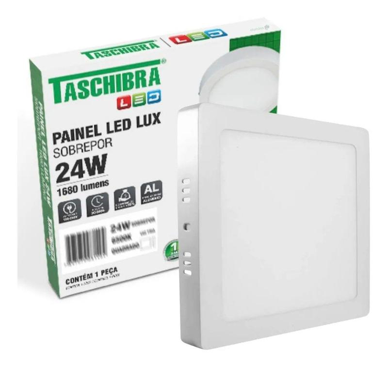 Painel de Led Branco Quadrado Sobrepor 24W Bivolt Taschibra - Painel de ...