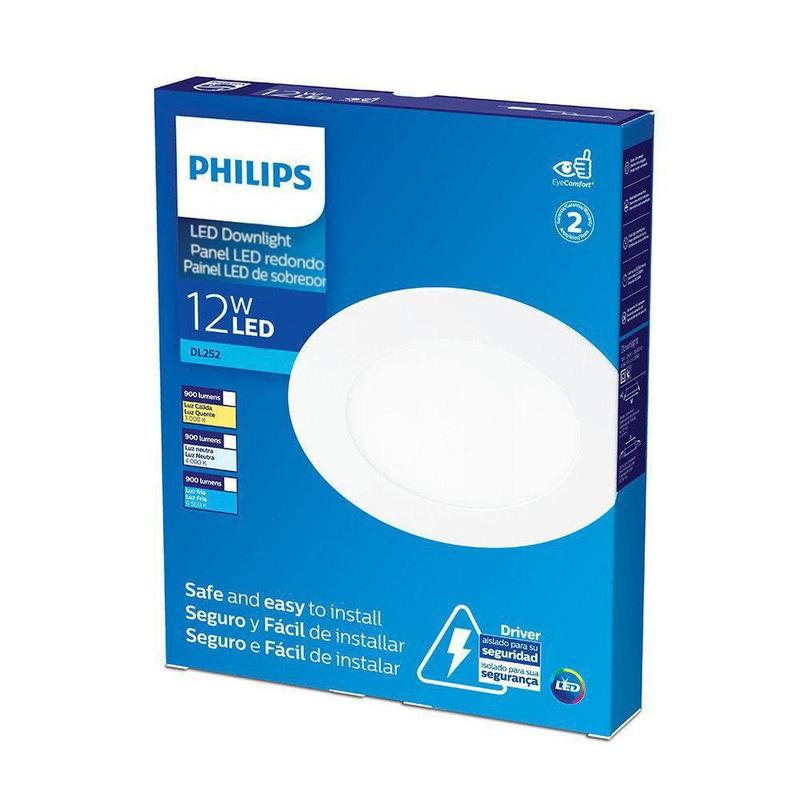 Painel De Led Philips Plafon Downlight Redondo 12W Luz Branca Fria ...