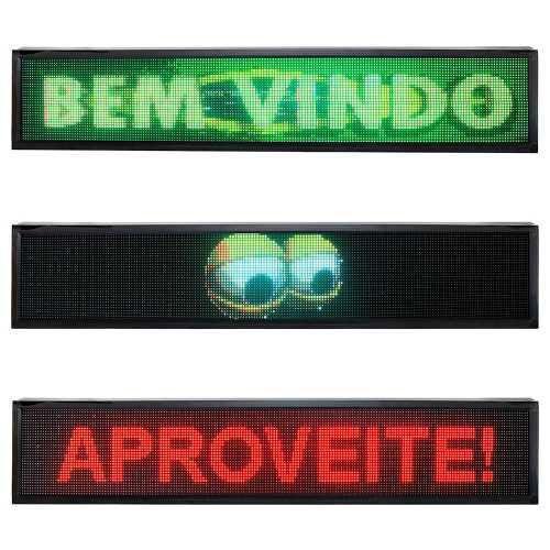 Painel De LED RGB, Letreiro Digital 135cm x 39cm Colorido P10 Wifi 110v ...