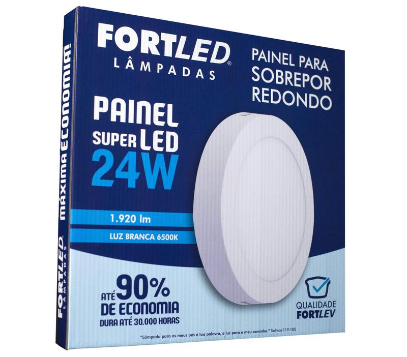 Painel de Sobrepor de Led 24w Redondo Slim Branco Frio 6500k - Fortled ...