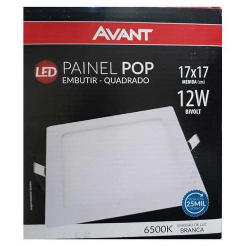 Painel Embutir 12W Plafon Led Quadrado 17x17 Branco Frio 6500k Gesso ...