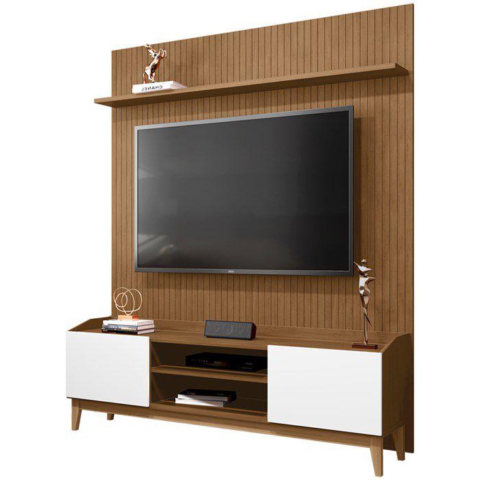 Painel Frisado 220x160 Cm E Rack Tv 60 Pol Sirav Cedro Branco DCASA ...