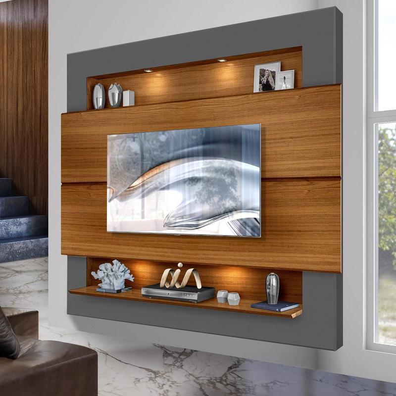 Painel Home Com Led Para Tv Até 75 Polegadas Cinza Carvalho Asra Shop ...