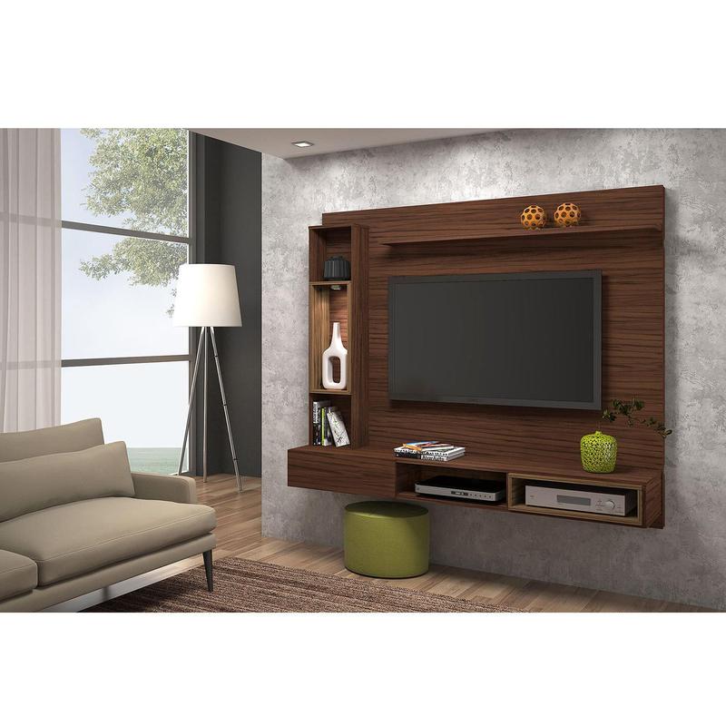 Painel Home para TV até 50 Polegadas Florence Olivar Castanho /Amêndoa ...