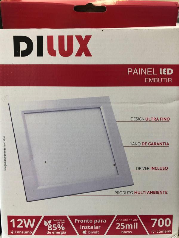 Painel Led de embutir 12W - Dilux - Dilux - Painel de LED - Magazine Luiza