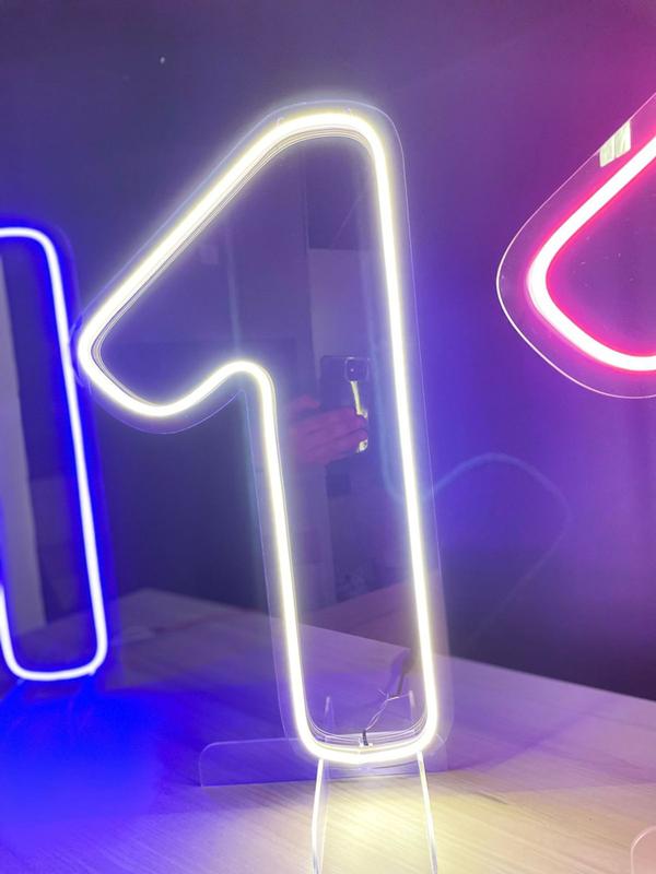 Painel Led Neon Número 1 (um) Acrílico Cristal Neon 50cm Altura - Laser ...