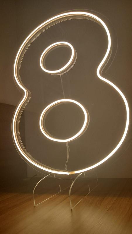 Painel Led Neon Números 0 a 9 Acrílico Cristal 50cm Altura - Laser ...