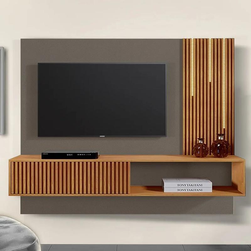 Painel Málaga Ripado com LED Cascata Mavaular - Painel para TV ...