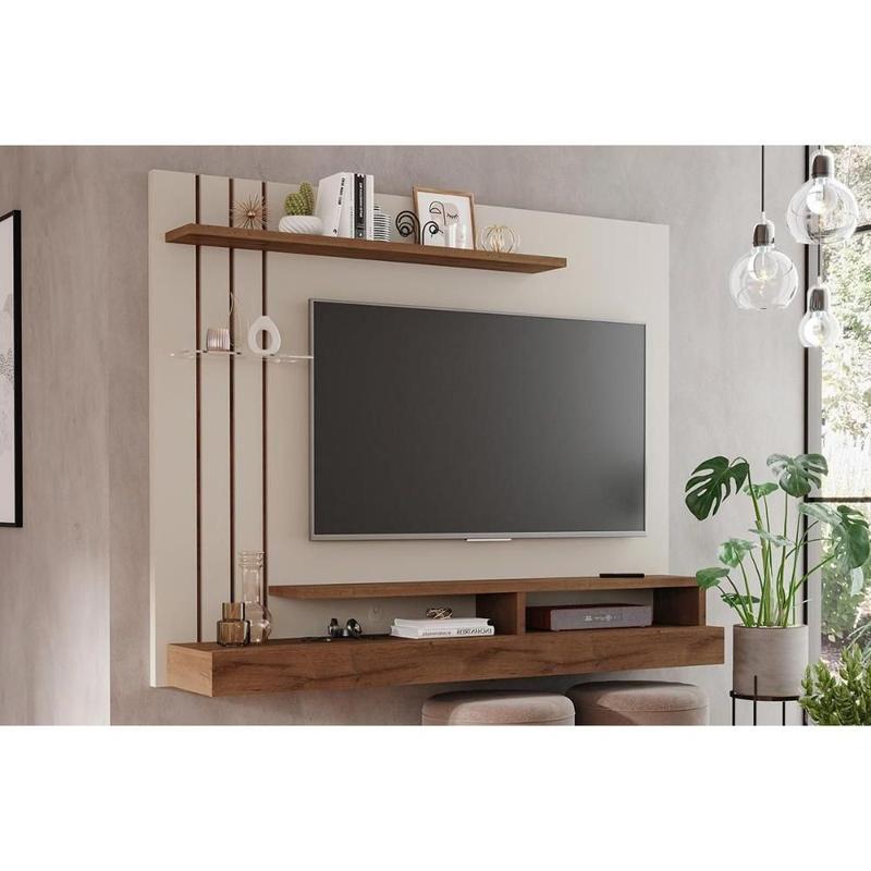 Painel p/ TV Casal Valência até 50 Polegadas Off White/Savana ...
