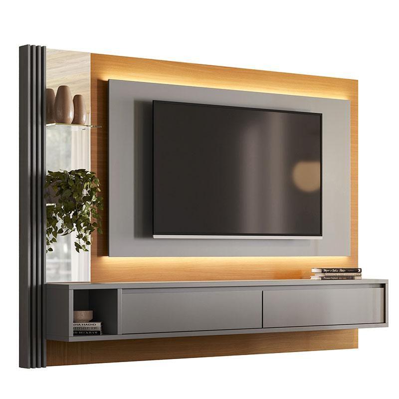 Painel Para TV 55 Polegadas Com LED 2.1 Moroni EAX Móveis Tauari/Cinza - Painel para TV ...