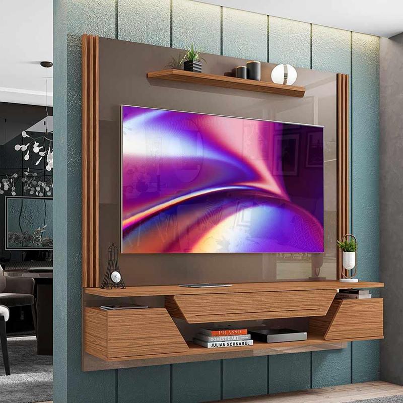 Painel Para TV 60 Polegadas Suspenso Cinza Pérola Noce Valley 1.8 Casa ...