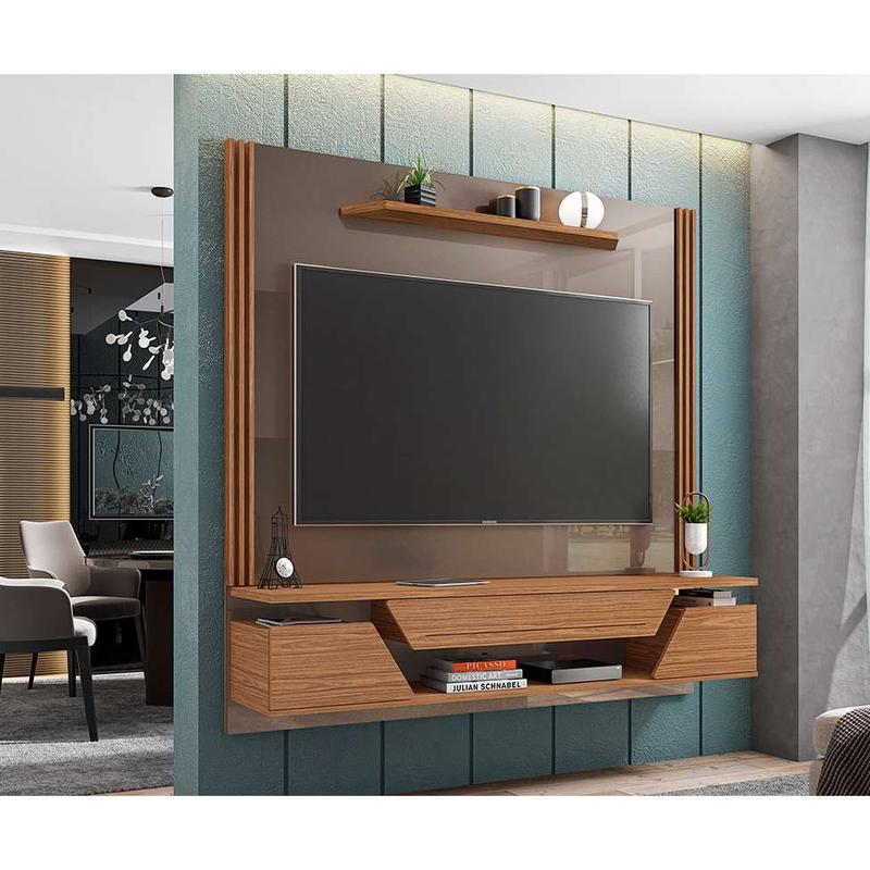 Painel para TV até 60 Polegadas Valley Cinza Pérola e Noce 180 cm ...
