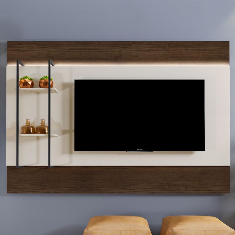 Painel Para Tv Até 65 Polegadas Granada Com Led 2 Prateleiras Ebano/off White - Mavaular ...