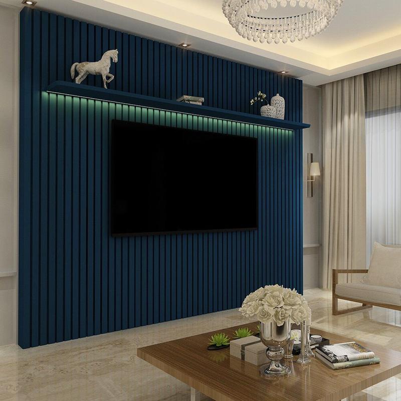 Painel Para TV Ripado 2,30M Com Led Cor Azul REF: 1533-1 - Lojas Casa ...