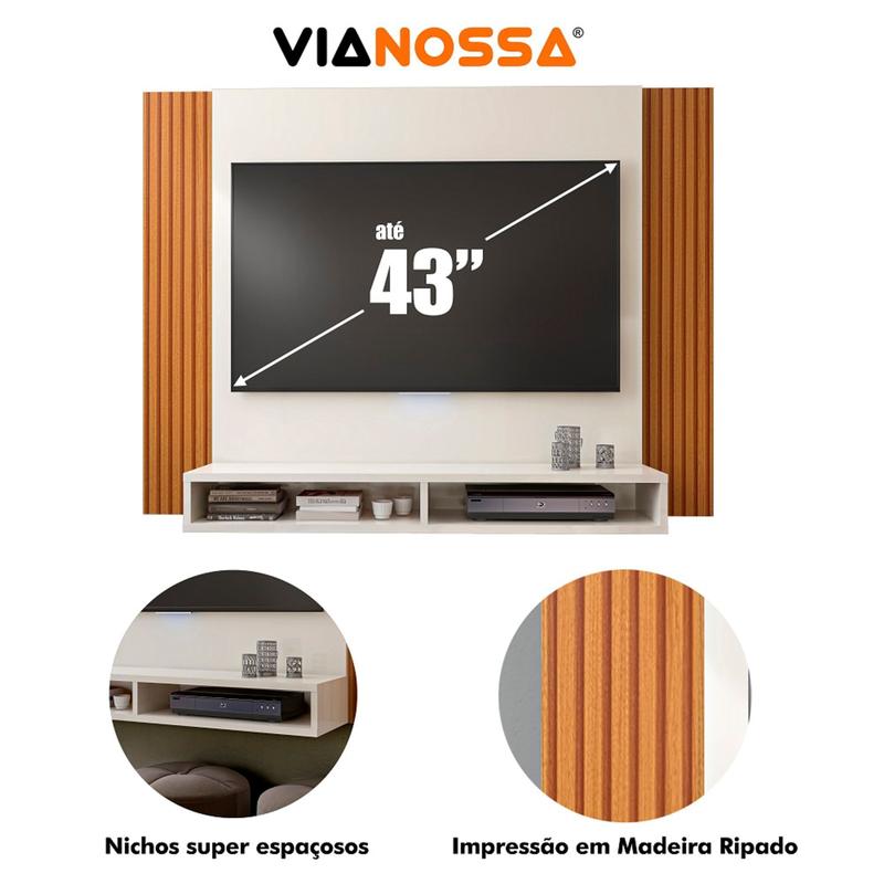 Painel Para Tv Suspenso Sala Prateleira Nichos 43 Polegadas Varias ...