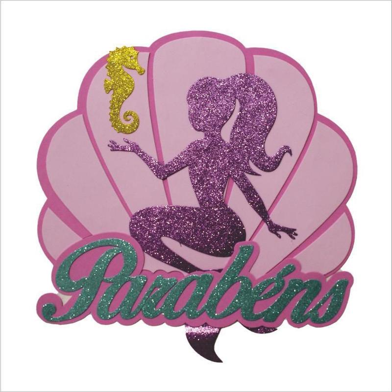 Painel Parabéns Decoração Festa Infantil Sereia Ariel - Piffer - Painel ...