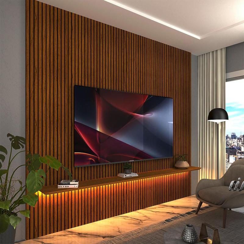 Painel Ripado Impressão 3D Para TV Até 85 Polegadas Com LED Naturale ...