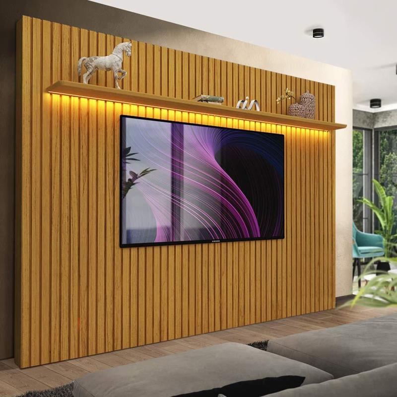 Painel Ripado Para Sala TV Até 85 Polegadas Com LED Naturale Notável ...