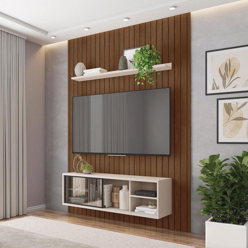 Painel Ripado Para TV 1.36 Ascoli Havana Off White - Caemmun - Painel ...