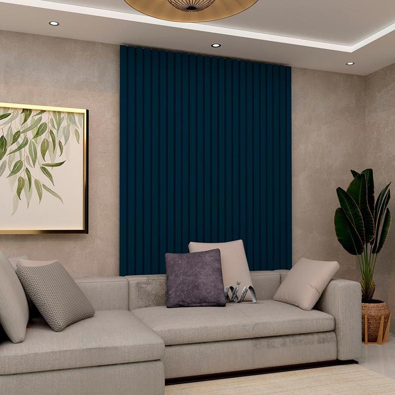 Painel Ripado Placa 140 cm x 250 cm 100% MDF Azul Acetinado Nobre ...