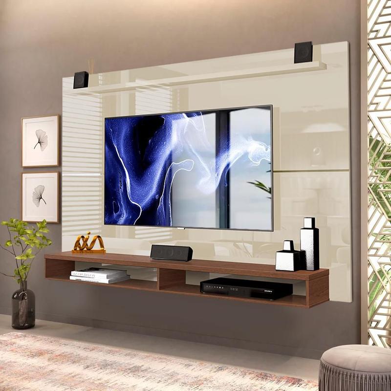 Painel Suspenso TV Até 65 Polegadas Off White Naturale Malva Shop JM - Painel para TV - Magazine ...