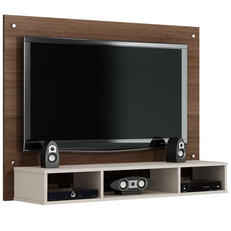 Painel Suspenso Valdemóveis Atena para TV de até 46 polegadas com nicho Chocolate Off White ...