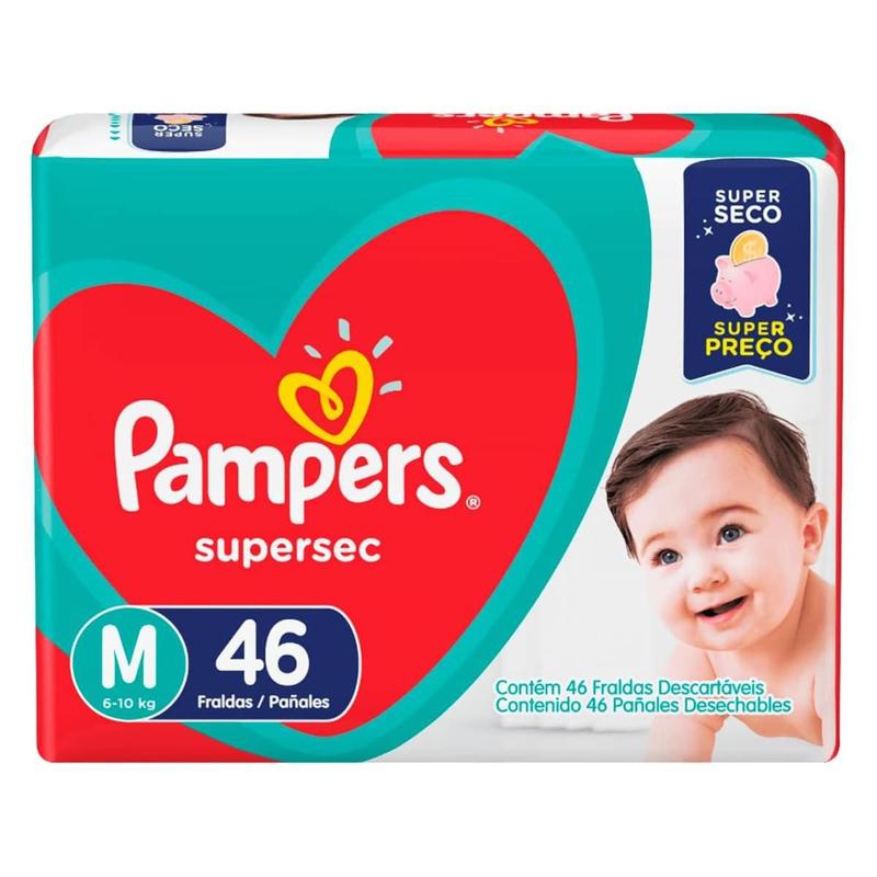 Pampers Fraldas Descartaveis Super Sec M Basica M 46 Uni - Fralda ...