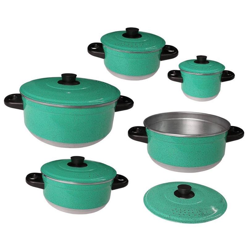 Panela Aluminio Jogo com 5 peças Colorido Verde - TENESIN - Jogo de ...