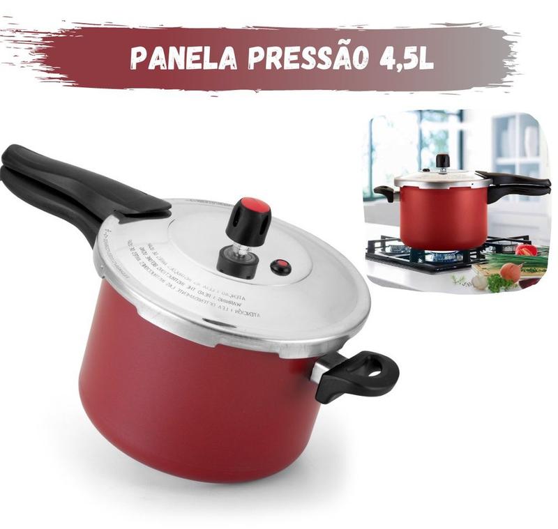 Panela de Pressão Antiaderente Fechamento Externo 4.5 Litros - Compre ...
