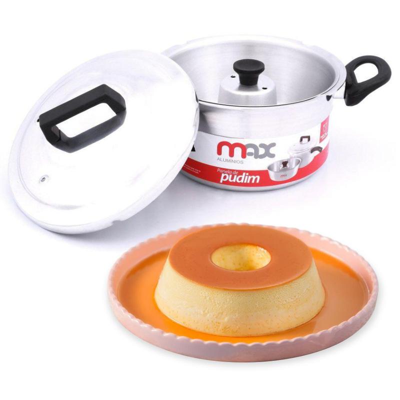 Panela de Pudim 3,1L Polida Com Borracha Para Vedação 22cm Max ...