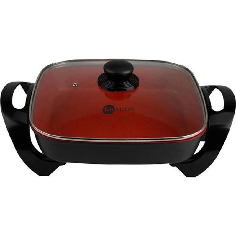 Panela Elétrica Quadrada 4L CH40 Preta com Revestimento Vermelho - 220v ...