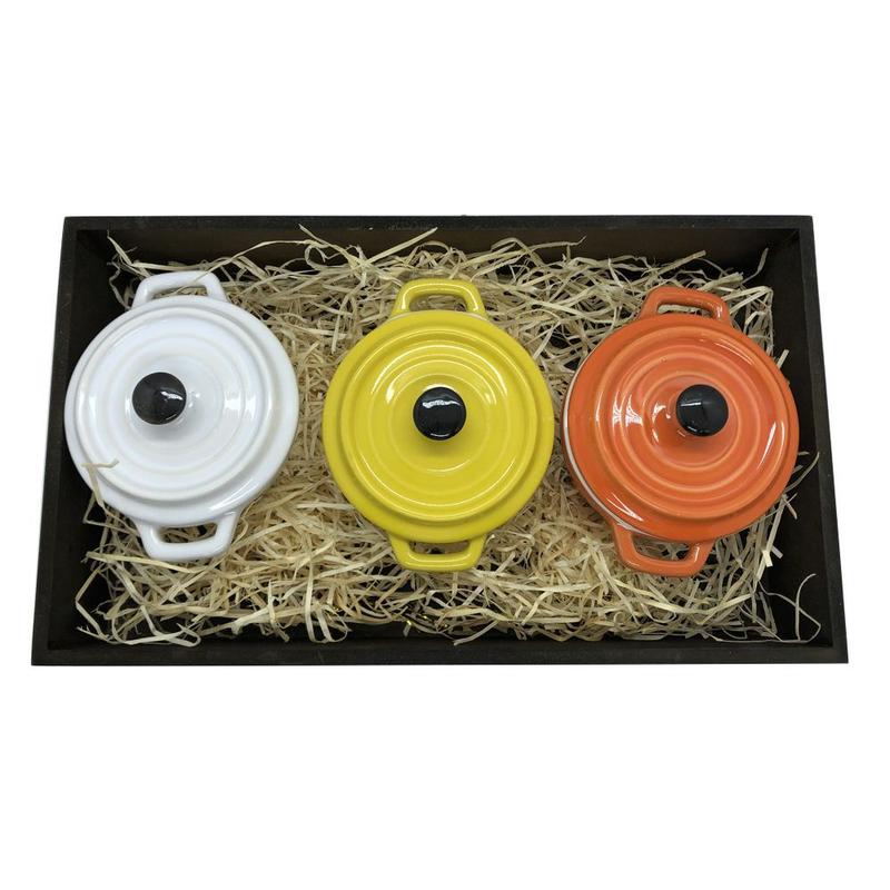 Panelinhas Amarela Branca Laranja Porcelana Bandeja Rustica - Bon ...