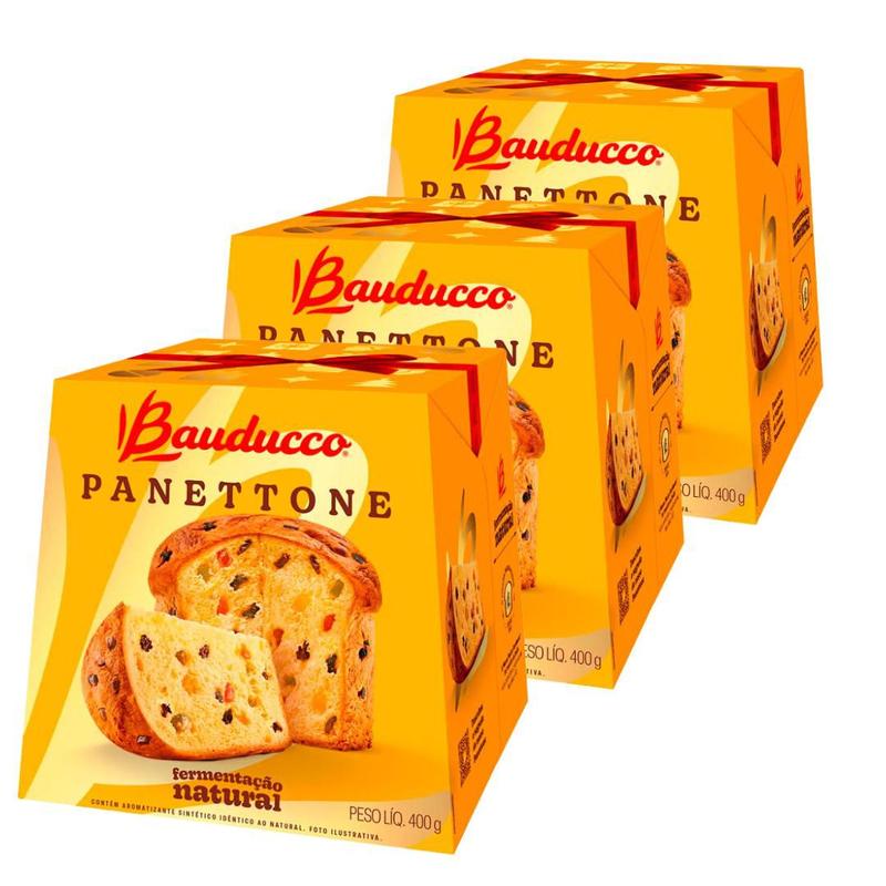 Panetone Bauducco Tradicional Frutas 3 Panettones de 400g - Panetone ...