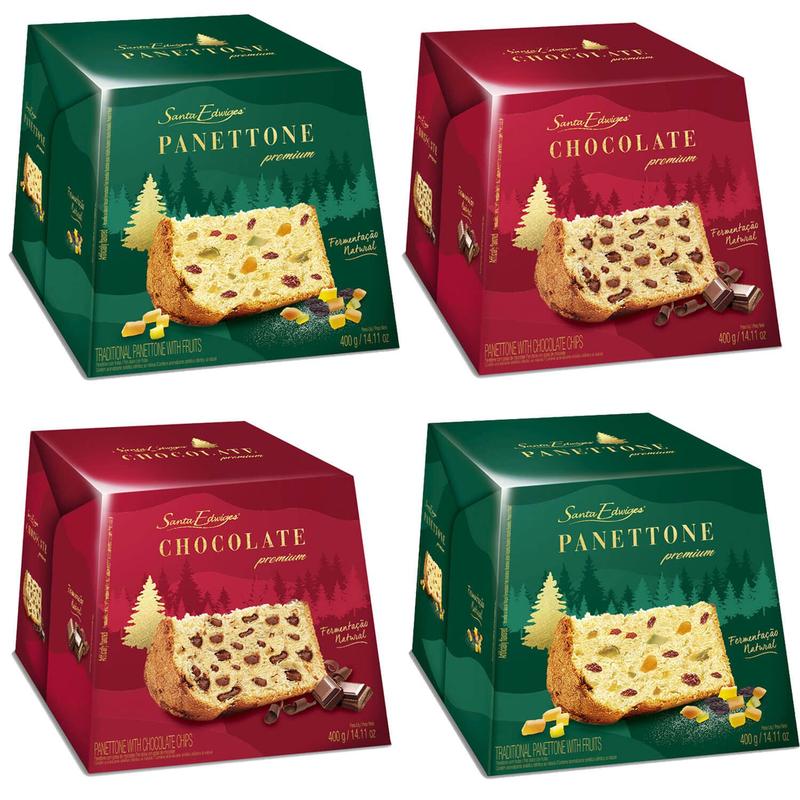 Panetone Santa Edwige Chocolate e Frutas Kit 04 Premium 400g - SANTA ...