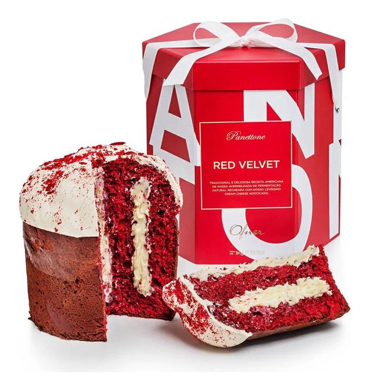 Panettone Red Velvet Recheado Com Cream Cheese Ofner 1kg - Panetone ...