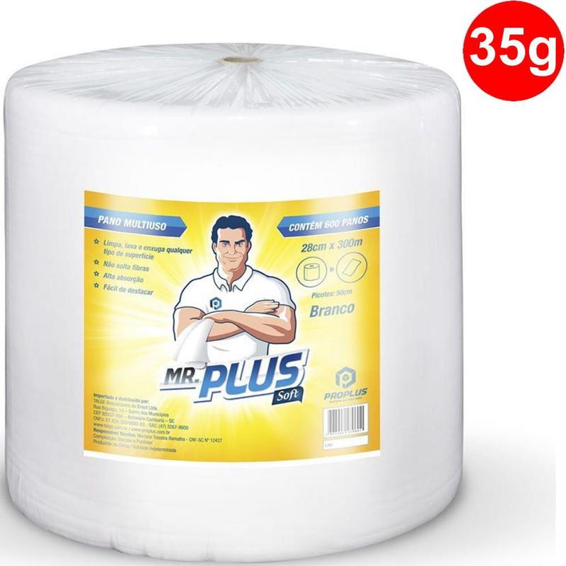 Pano Multiuso Mr. Plus Soft 35g Rolo de 28cm x 300m (600 panos) cor ...