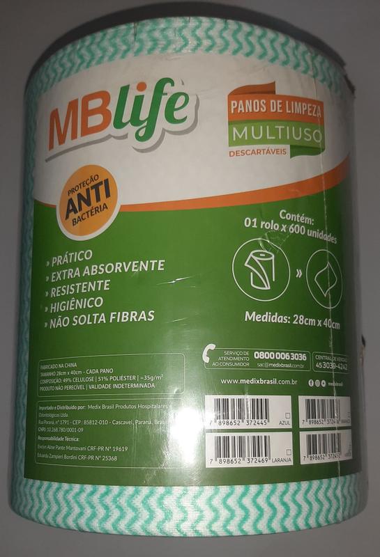 Pano Multiuso Rolo 28x240mts Verde Perfex - MB Life - Pano - Magazine Luiza