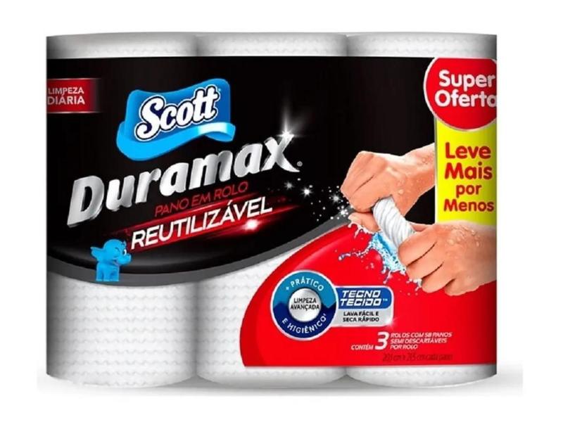 Pano Reutilizável Multiuso Scott Duramax 3 Rolos Total 174un - Pano ...