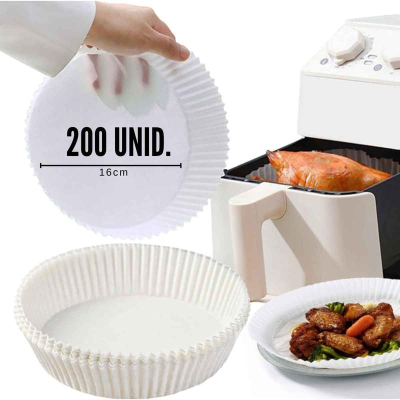 Papel Absorvente Descartável para Air Fryer Redonda 16 cm Kit 200 Unid ...