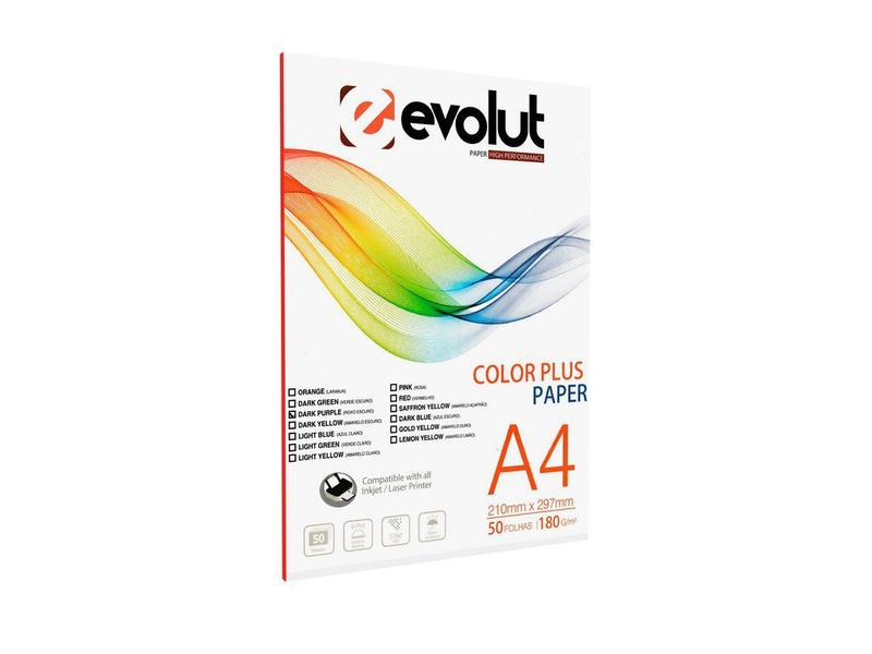 Papel Color Plus Roxo Escuro A4 180g 50fls - Evolut - Papéis - Magazine ...
