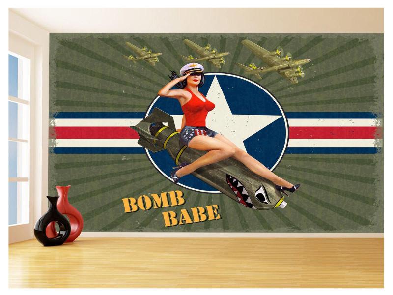 Papel De Parede 3D Arte Pinup Pin Up Bomba Bomb 3,5M Tra117 - Você ...