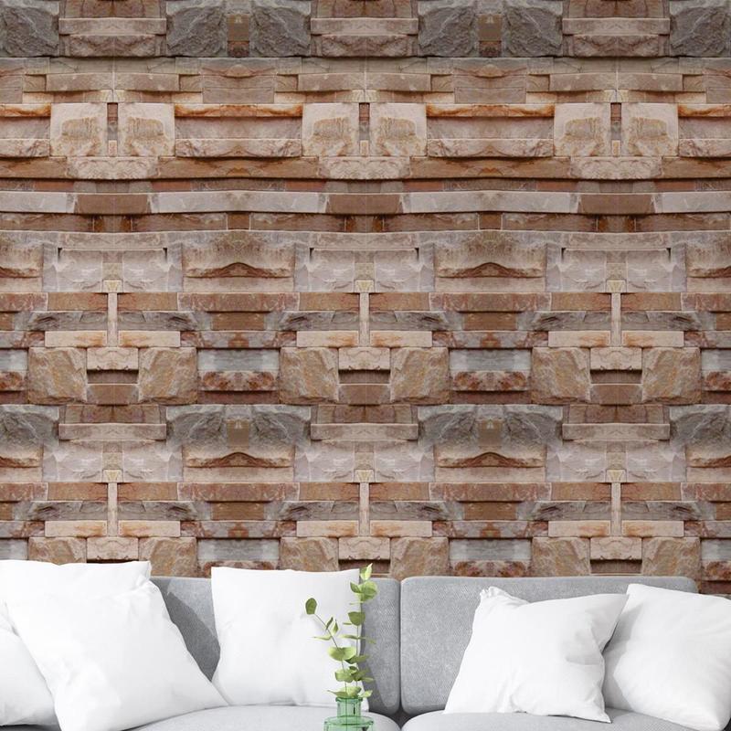 Papel De Parede Adesivo Pedras Marrom Np021 Rolo 0,58X3M - Adesivo Br ...