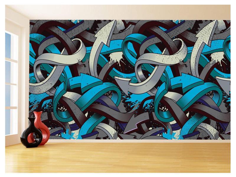 Papel De Parede Arte Graffiti Mural Setas Cor 3,5M Tra141 - Você Decora ...