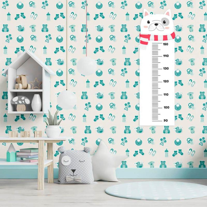 Papel de Parede Baby Bebe Verde Água Fundo Poá - Papel de Parede ...