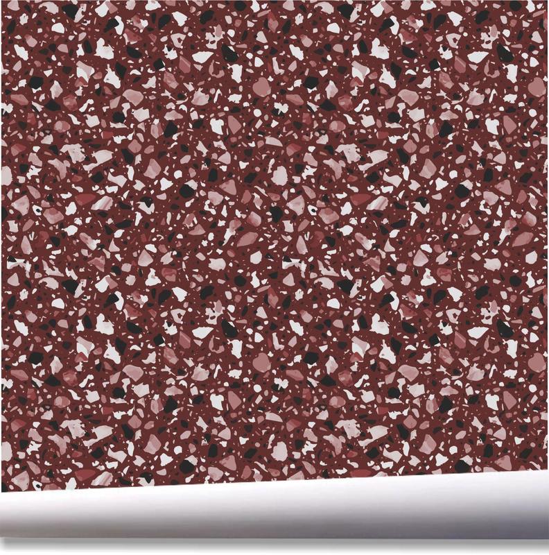 Papel De Parede Bordo Granilite Marmorite Terrazzo A762 - Quartinho ...