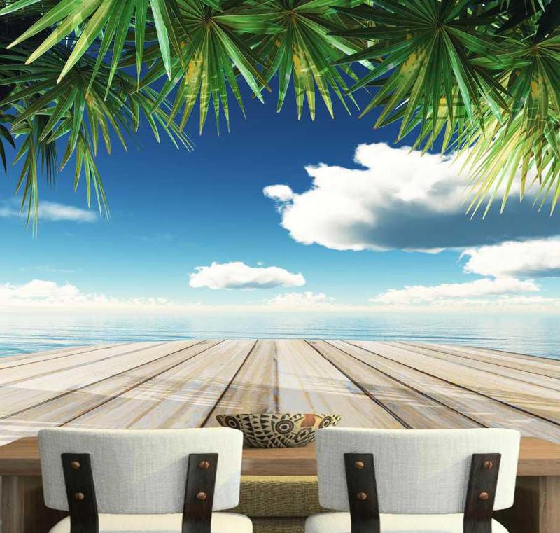 Papel De Parede Paisagem Praia Beira Mar Deck Pier Gg850 - Quartinho ...