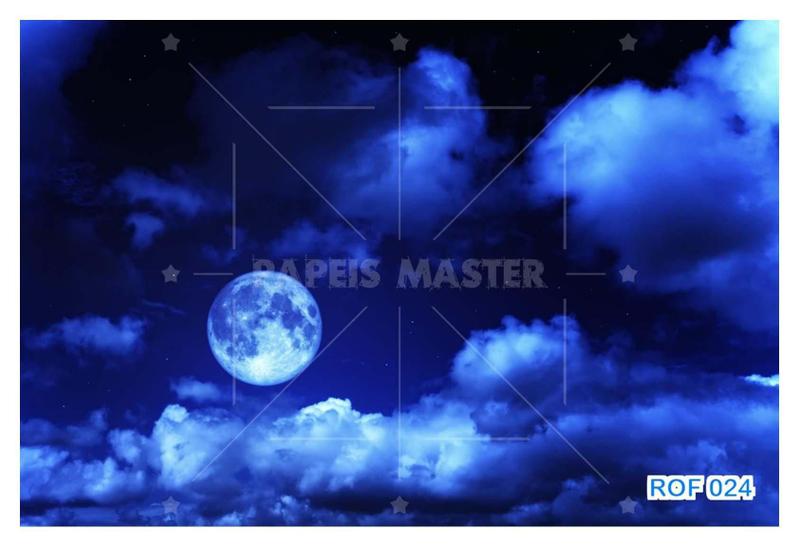 Papel De Teto Céu Noite Céu Lua Cheia Nuvens 3,5M Rof24 - Você Decora ...