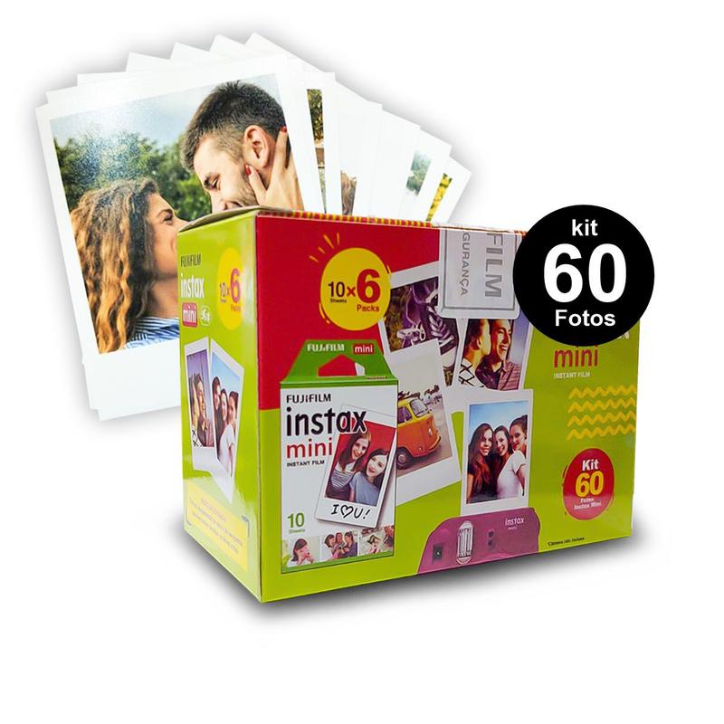 Papel Filme Instax Mini 7 8 9 11 Fujifilm 60 fotos 54x86mm - Filme Instantâneo - Magazine Luiza