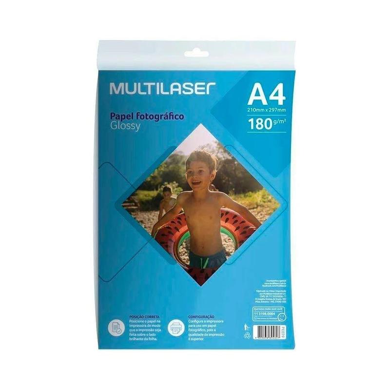 Papel Fotográfico Glossy A4 180g 10 Folhas Multilaser - Papel Fotográfico - Magazine Luiza